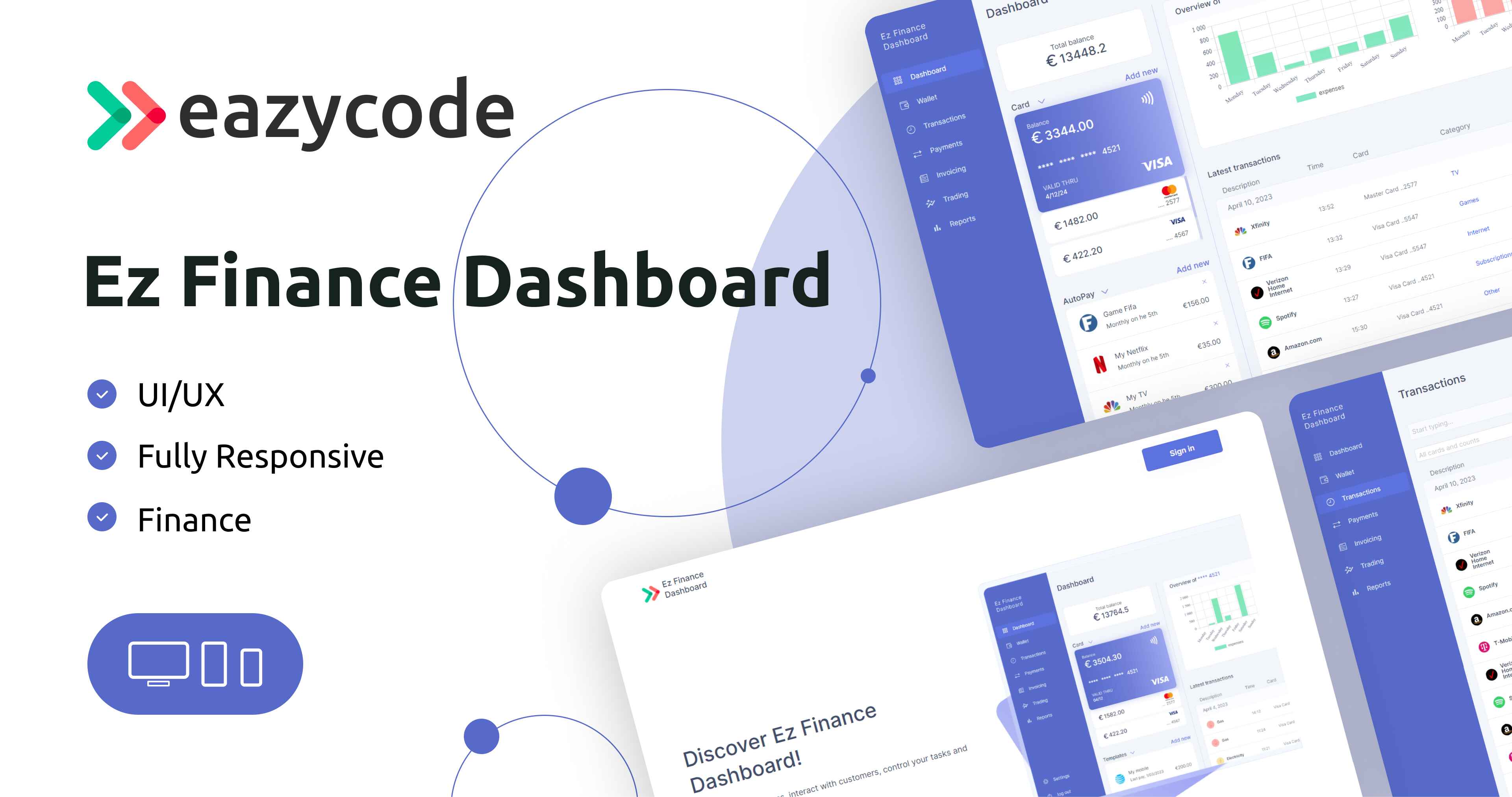 Ez Finance Dashboard template - NoCode Bubble.io Template by EazyCode - NoCode Agency